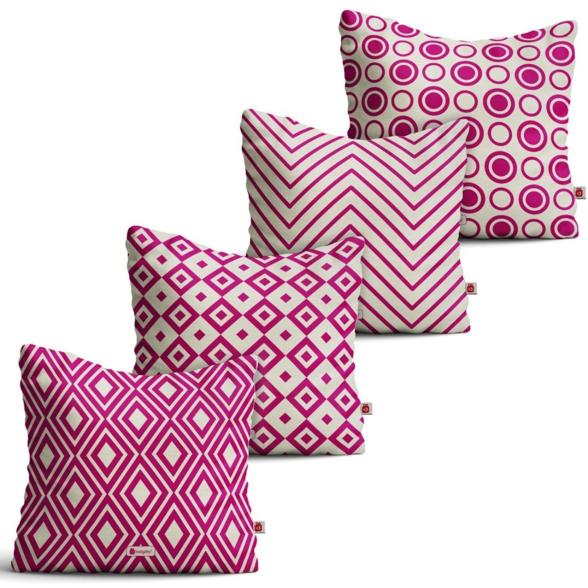 Buy Indigifts Geometric Print Royal Cushion Covers (Set Of 4) Online
