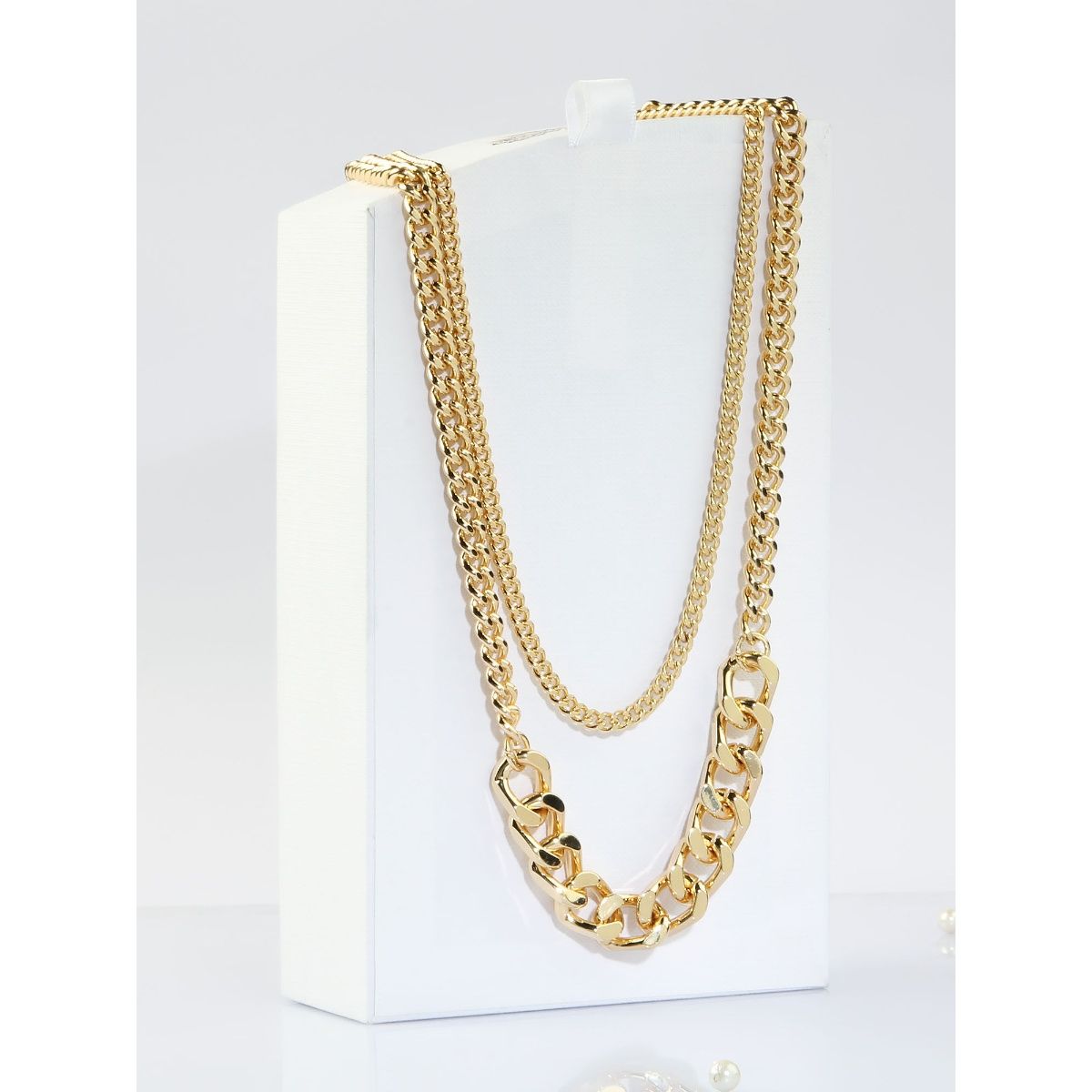 KAZO Gold Broad Double Chain Necklace: Buy KAZO Gold Broad Double Chain ...