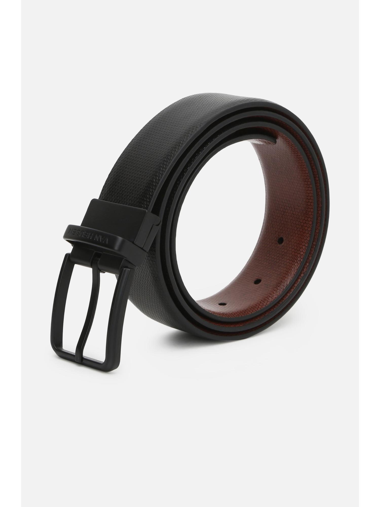 Buy Van Heusen Men Black Textured Formal Belt Online