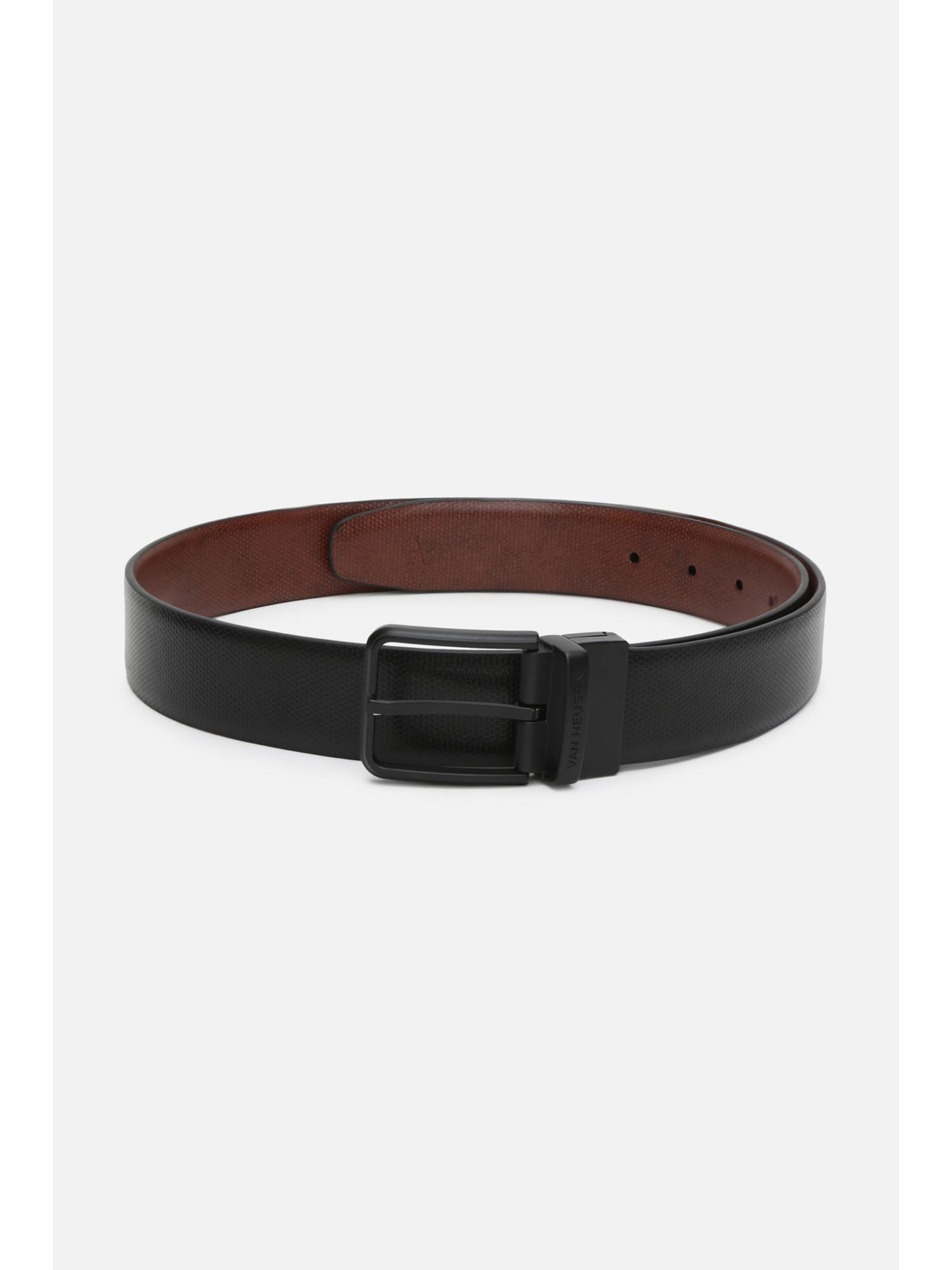 Buy Van Heusen Men Black Textured Formal Belt Online