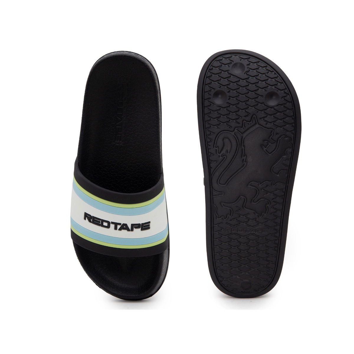 Buy Red Tape Solid Black Sliders Online