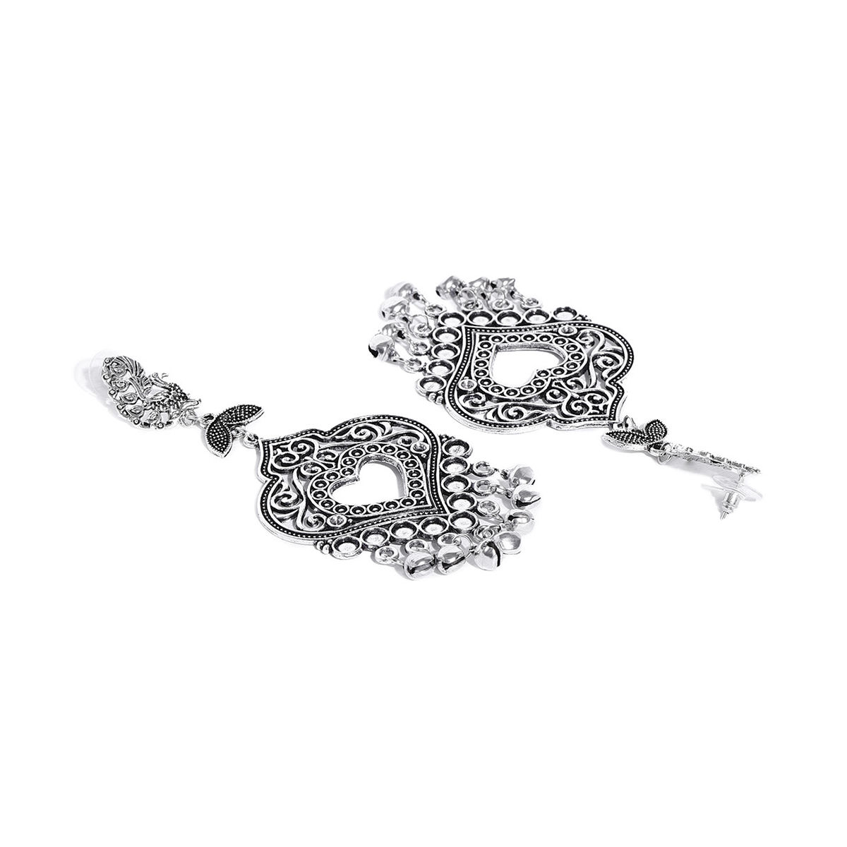 Fida Oxidised Silver Mor Heart Drop Earrings: Buy Fida Oxidised Silver ...