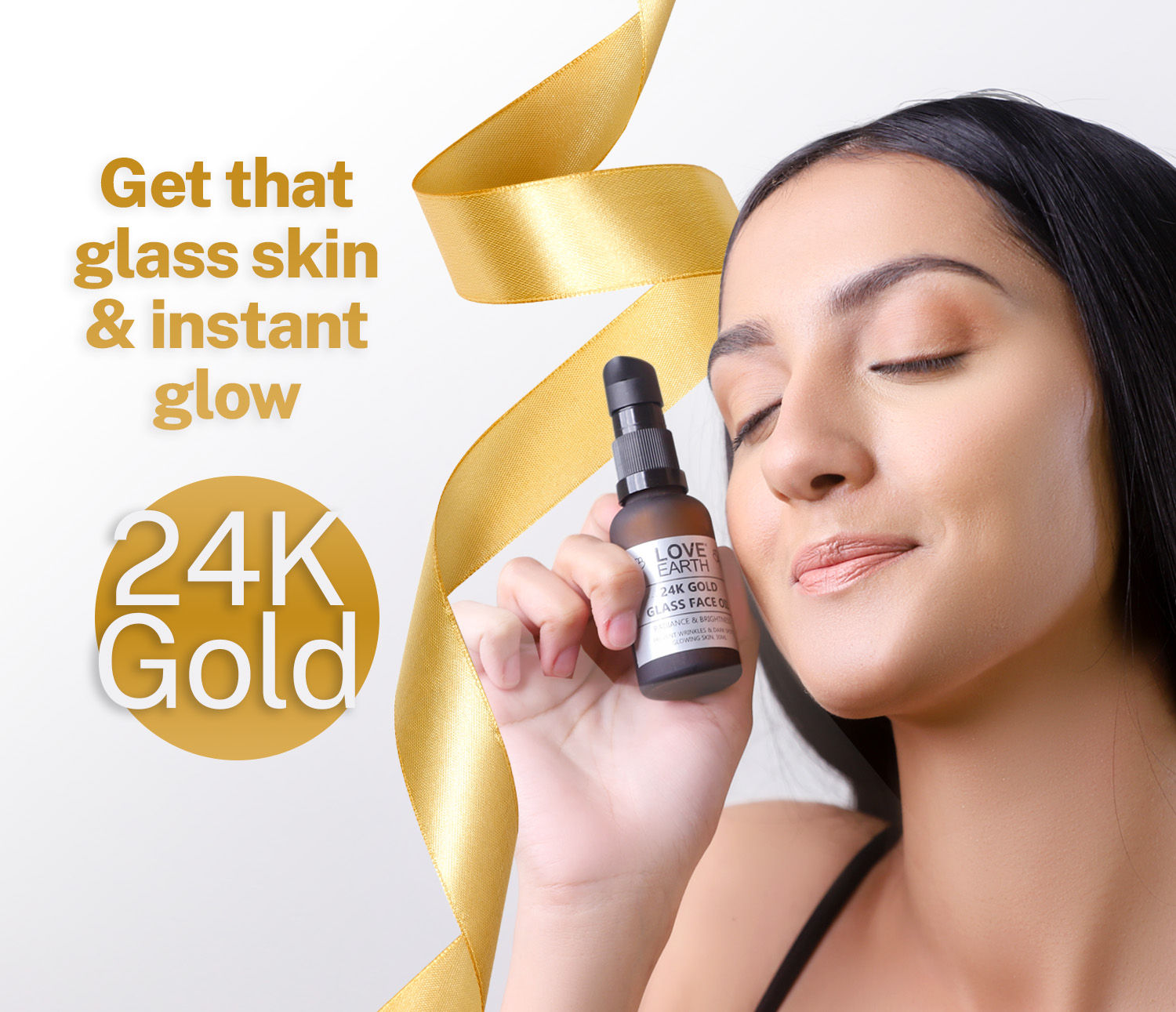 Love Earth 24K Gold Glass Face Oil For Skin Brightening Anti Aging With love-earth-24k-gold-glass-face-oil-for-skin-brightening-anti-aging-with