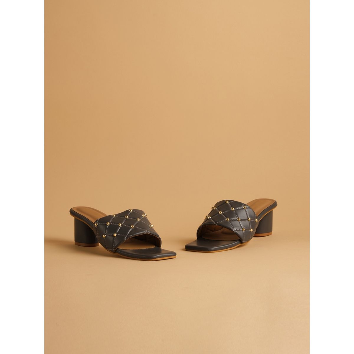 Buy Eridani Textured Grey Coco Heels Online