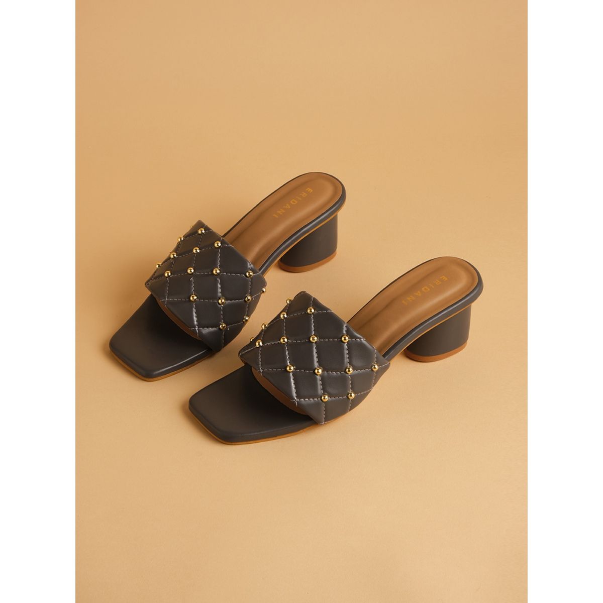 Buy Eridani Textured Grey Coco Heels Online