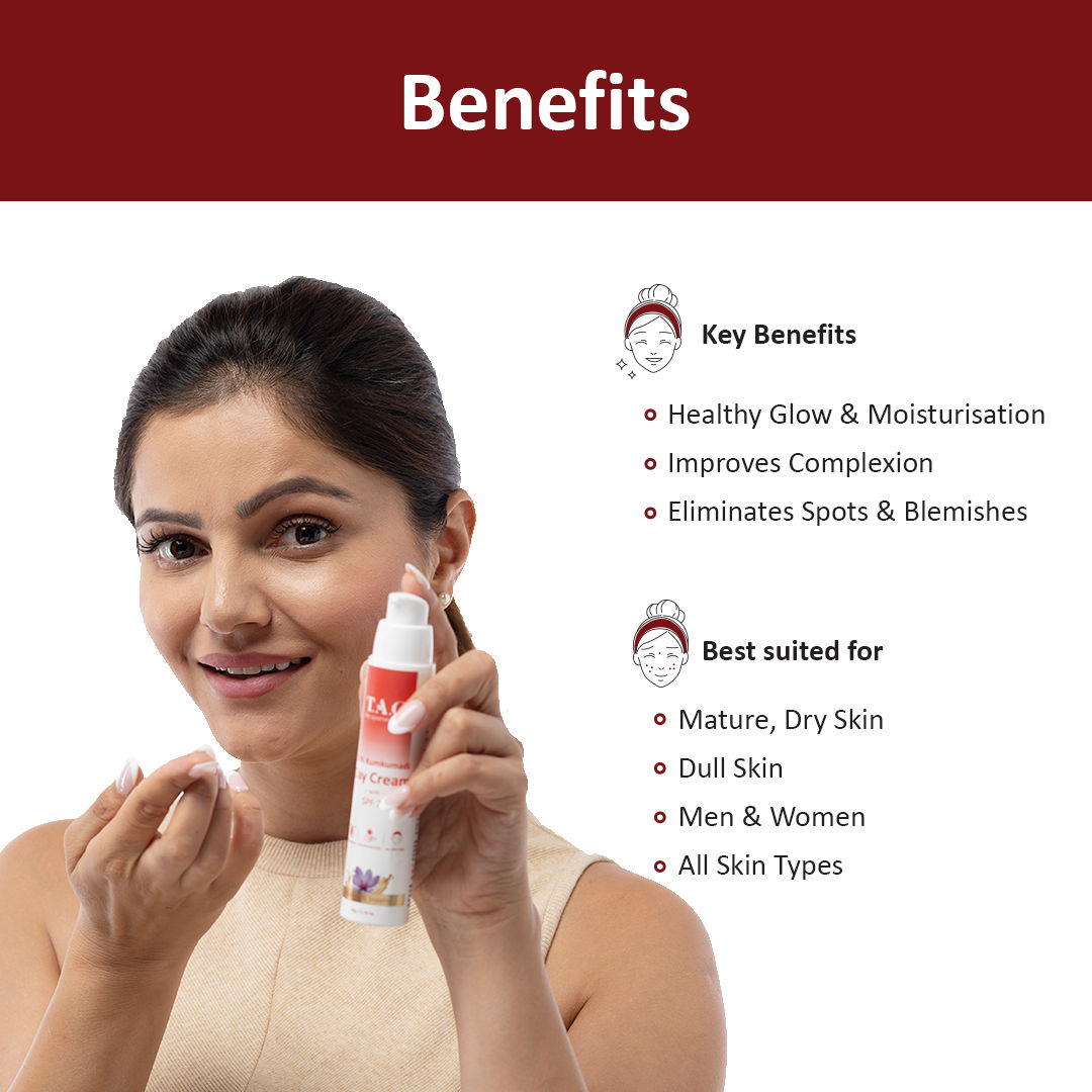 TAC - The Ayurveda Co. 10% Kumkumadi Day Cream Moisturizer With Saffron ...