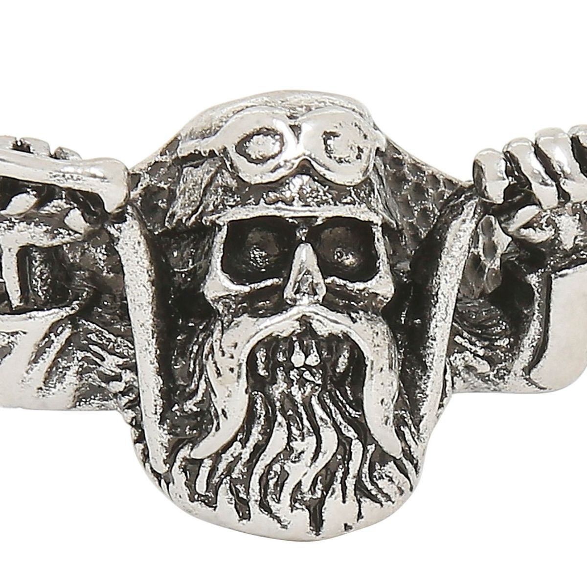 Fabula Silver Stainless Steel Vintage Gothic Bearded Biker Skull Ring ...
