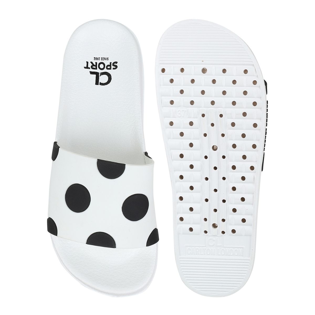 Buy Carlton London Women White Polka Dots Sliders Online