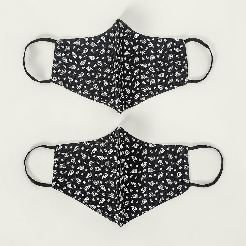 Twenty Dresses By Nykaa Fashion Black Abstract Printed Woven Reusable Face Mask Pack Buy Twenty 