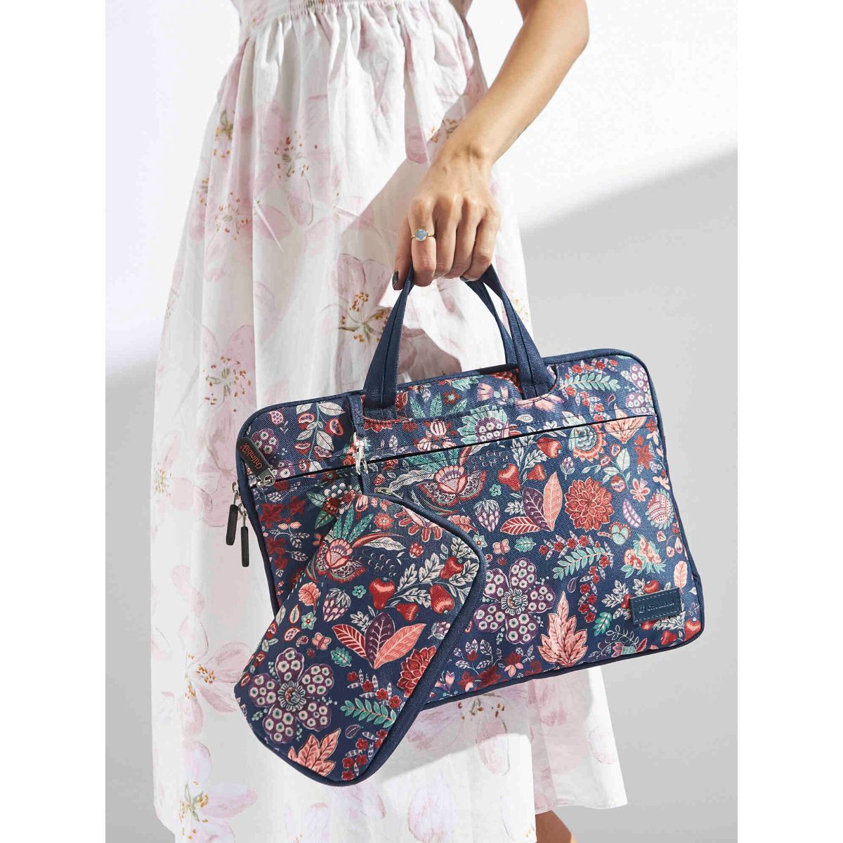 Buy Chumbak Batik Bloom Laptop Sleeve 15Inch - Navy Online