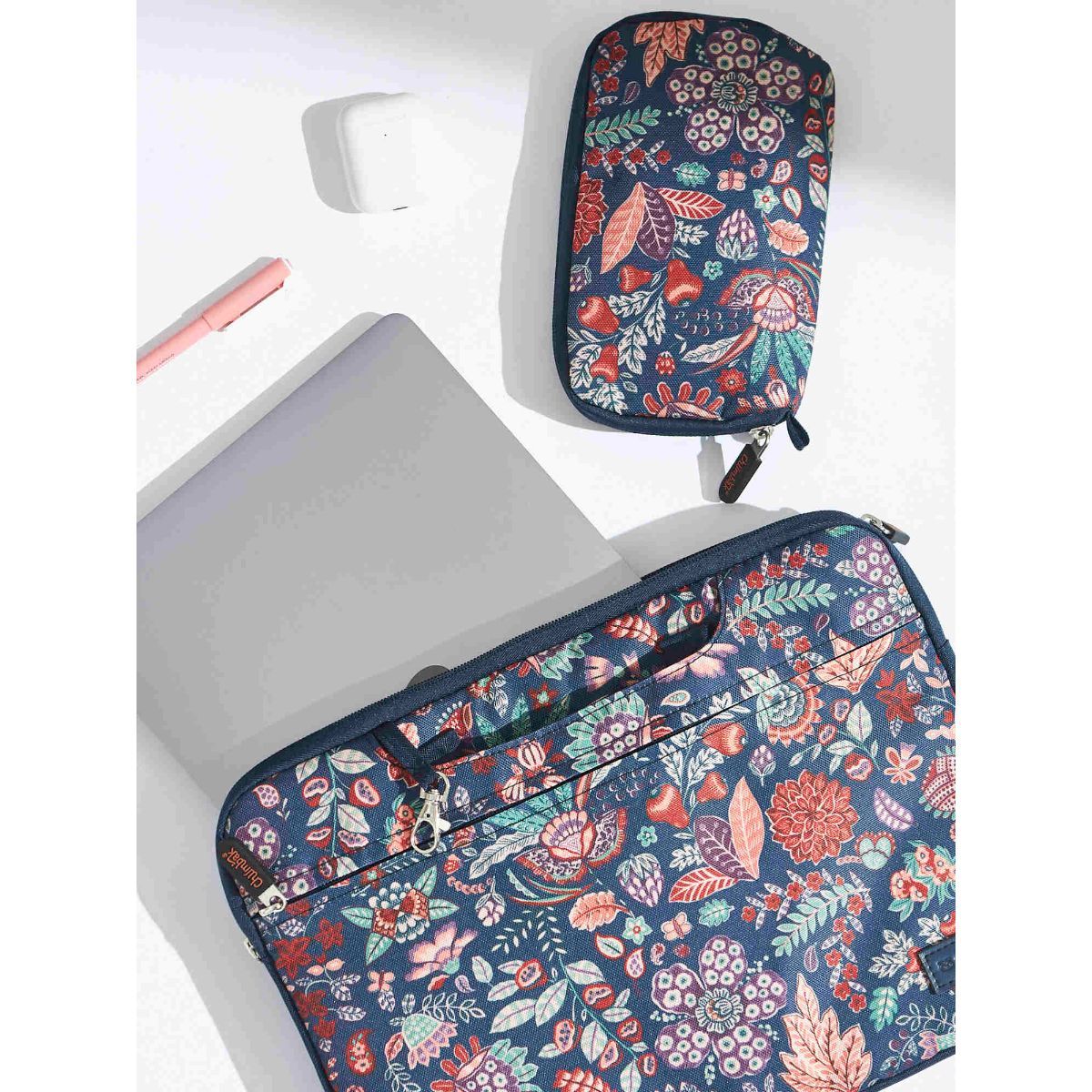 Buy Chumbak Batik Bloom Laptop Sleeve 15Inch - Navy Online