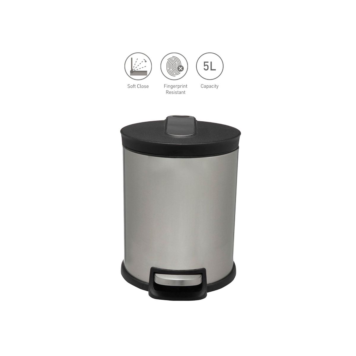 Buy OBSESSIONS Fingerprint Resistant Step Dustbin with Liner, 5 Liters ...