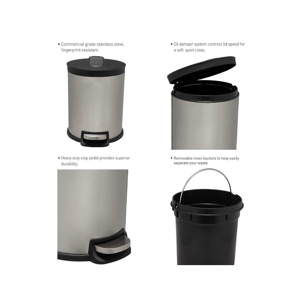 Buy OBSESSIONS Fingerprint Resistant Step Dustbin with Liner, 5 Liters ...
