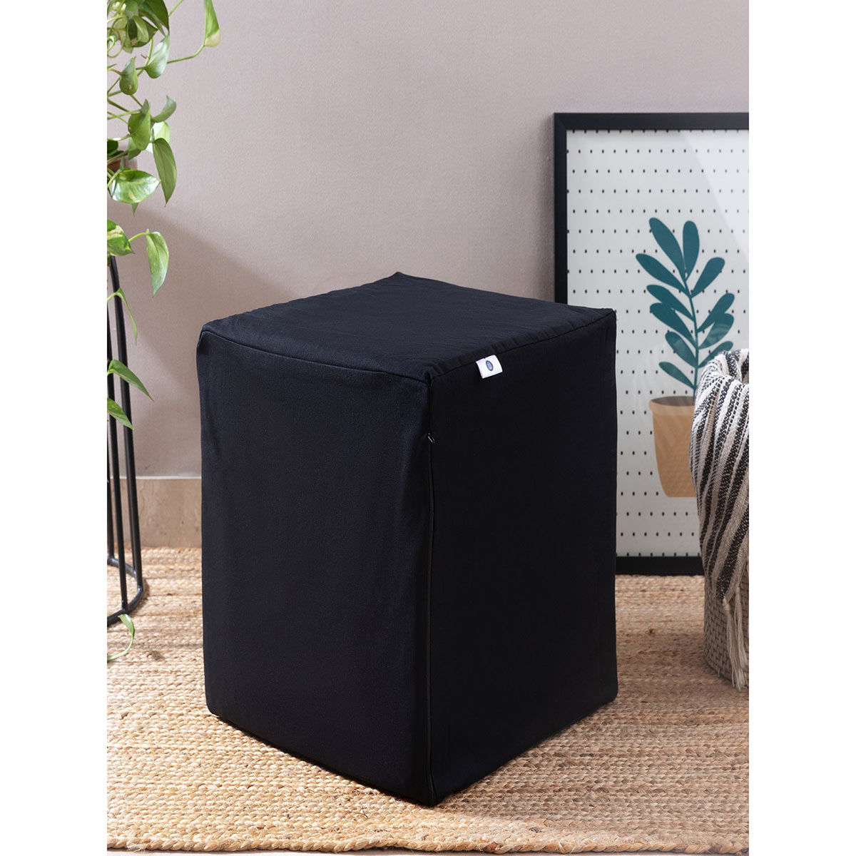 Buy The White Willow Foot Rest Cube Ottoman Cushion Black Online