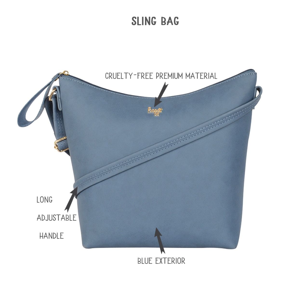 Buy Baggit Shorty Mkp Blue Medium Sling Bag Online