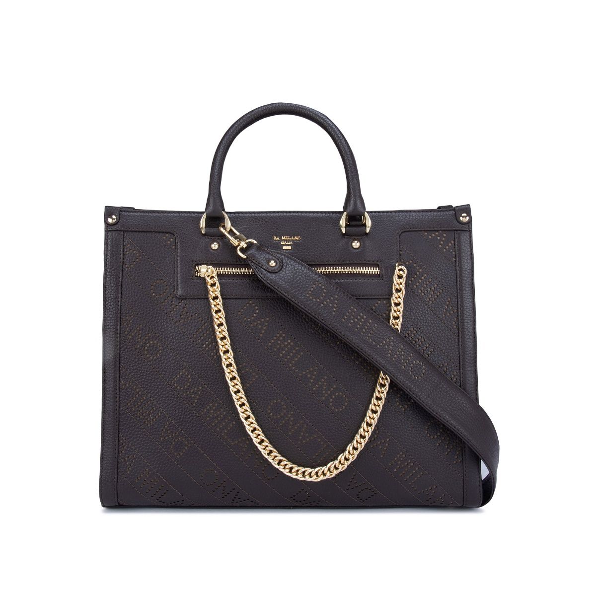 Buy Da Milano Leather Brown Satchel Bag Online