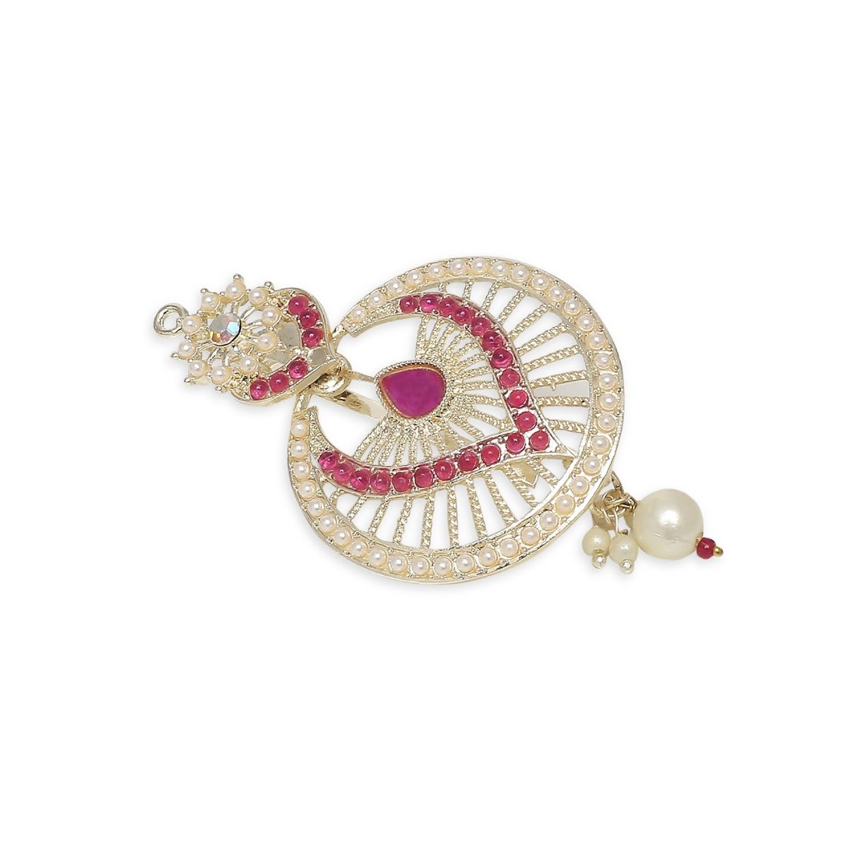 Buy OOMPH Maroon Stones Hair Bun Pin Juda Pin Ethnic Chandbali Style Online