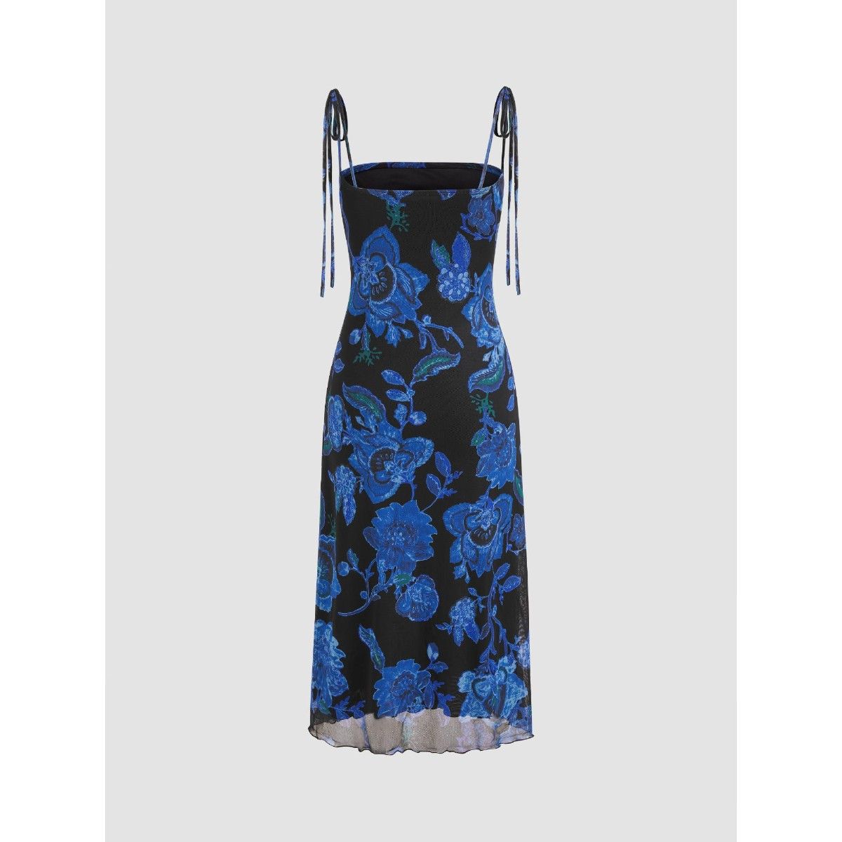 Buy Cider Blue Floral Knotted Midi Dress Online