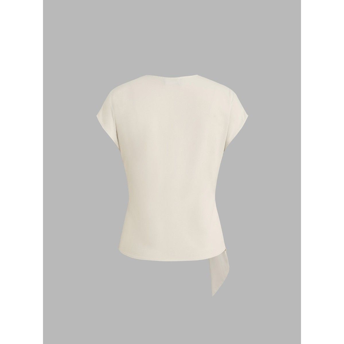 Buy Cider Woven V-Neck Solid Wrap Short Sleeve Blouse Top Online