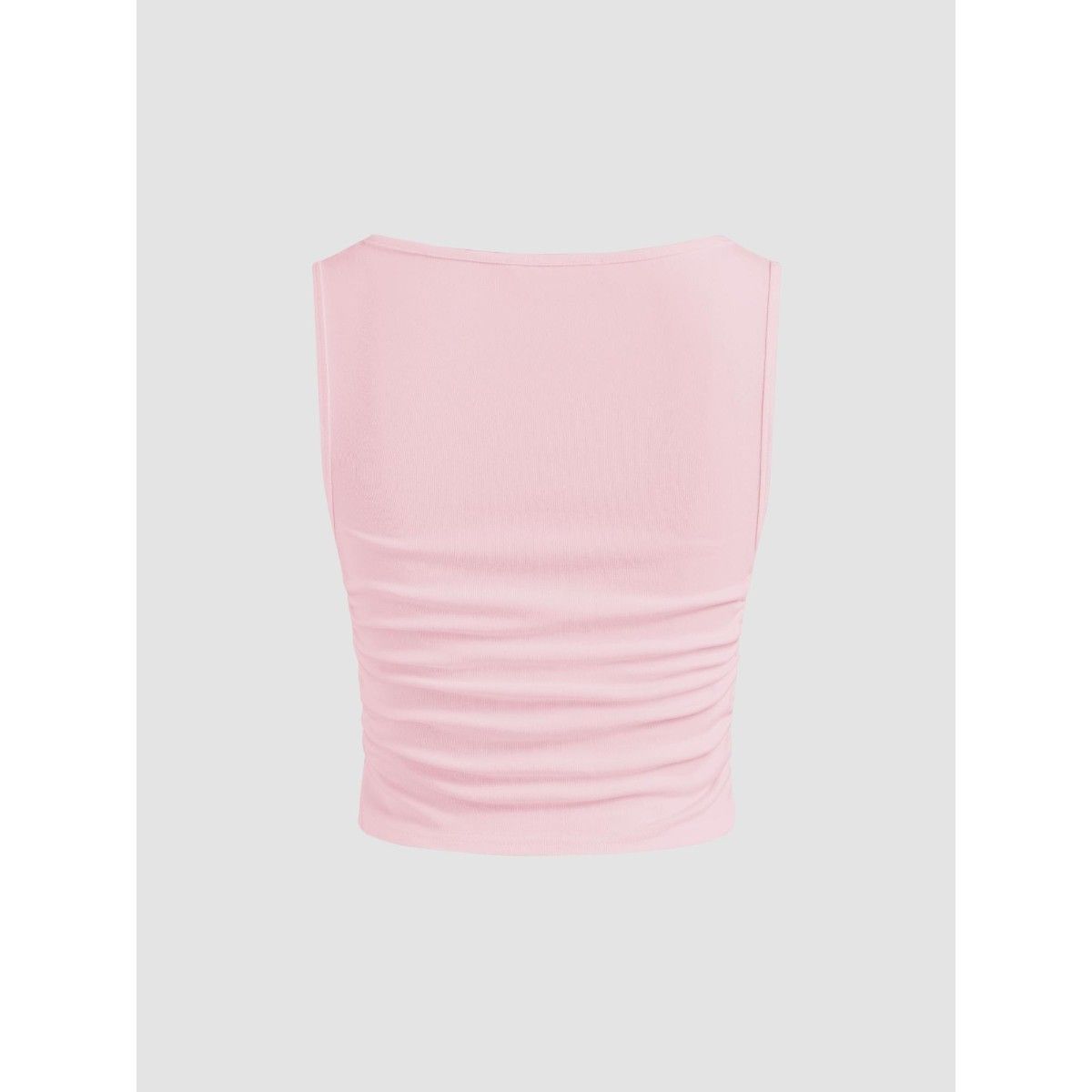 Buy Cider Pink Boat Neck Ruched Solid Crop Top Online