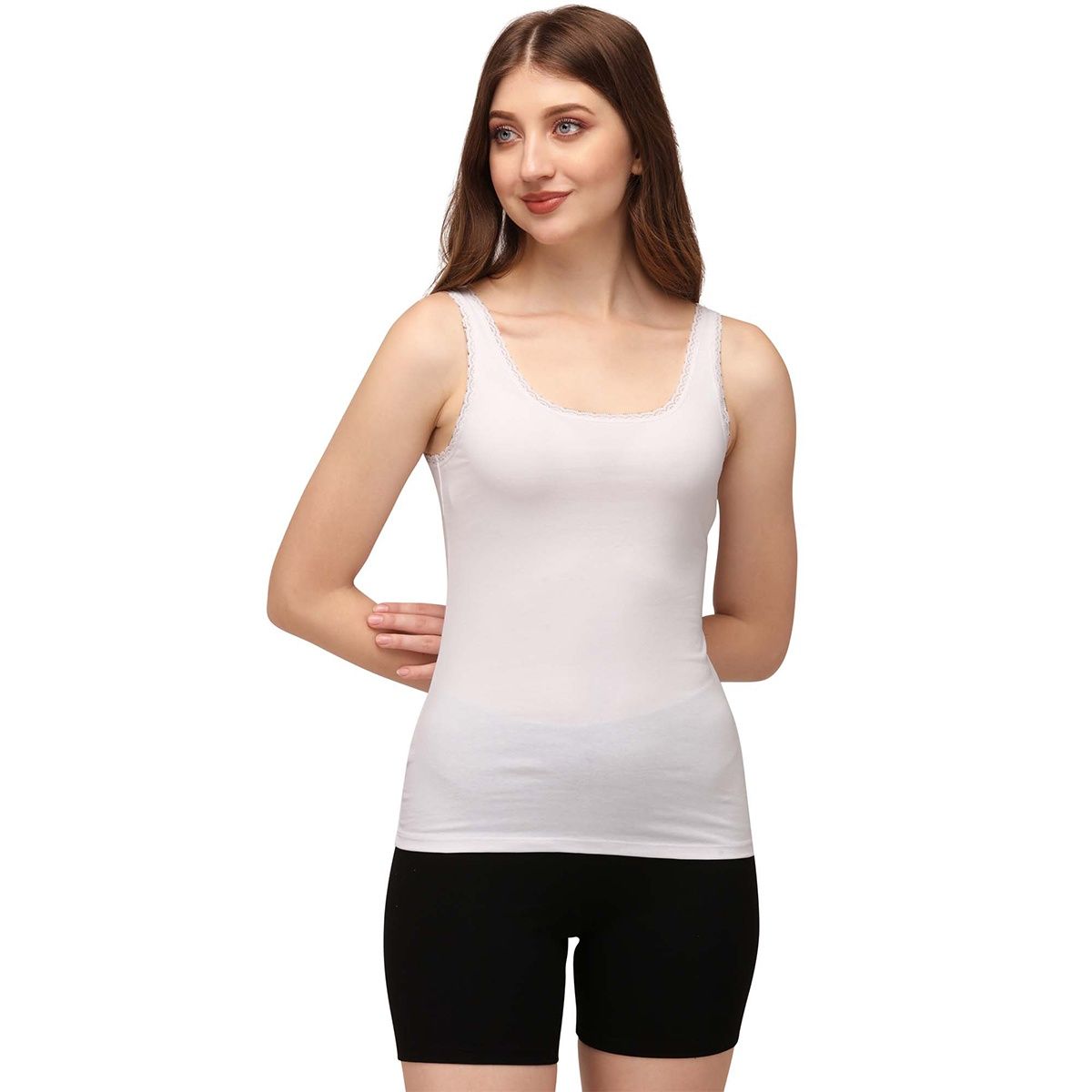 SOIE Women's Cotton Spandex Camisole-white: Buy SOIE Women's Cotton ...