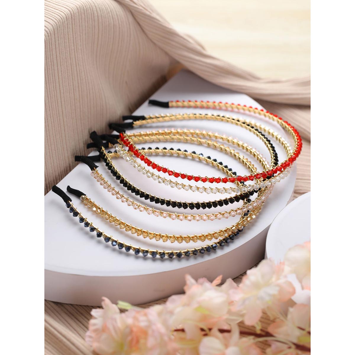 Buy Priyaasi Multi-Color Stone Gold-Plated Hair Band Set of 6 Online