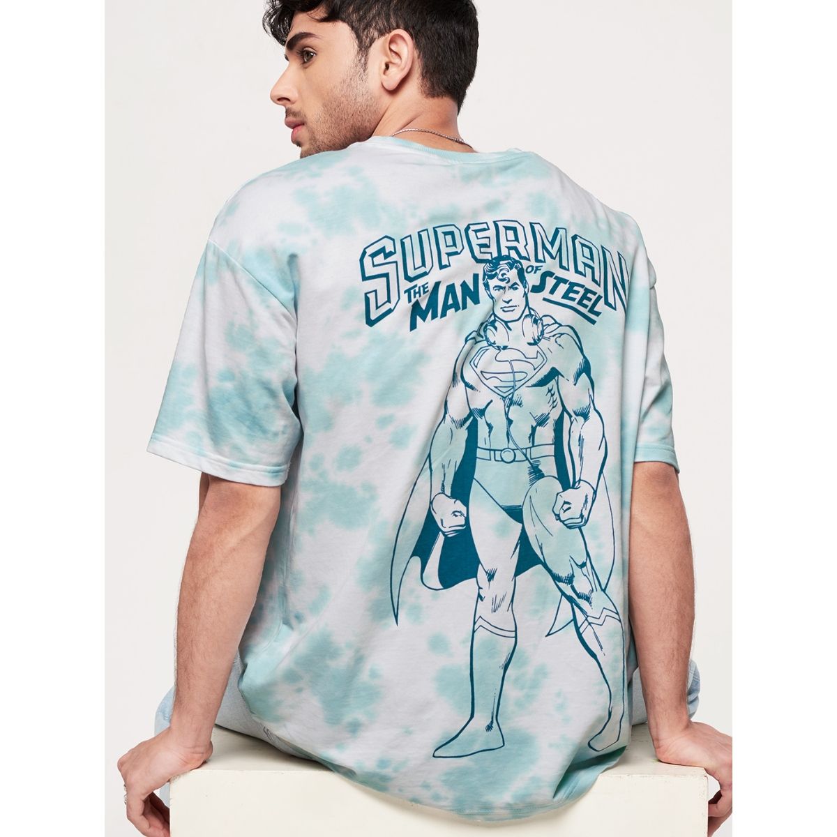Buy The Souled Store Superman - Metropolis Blue Tie Dye Oversized T ...