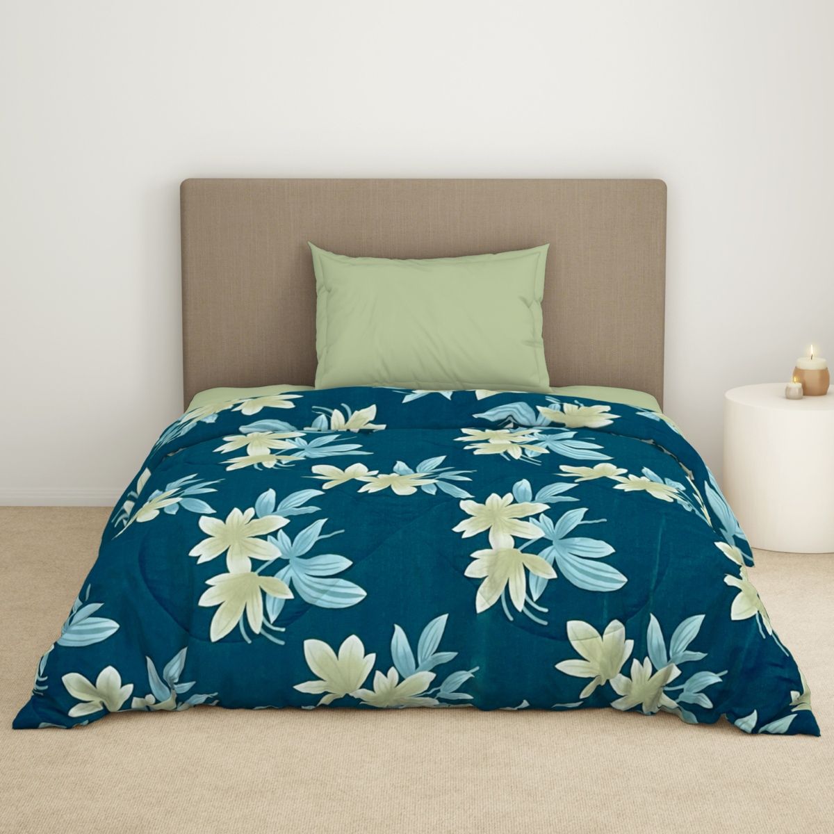 Buy Welspun Bliss Microfiber Shell Quilt Dark Blue Online