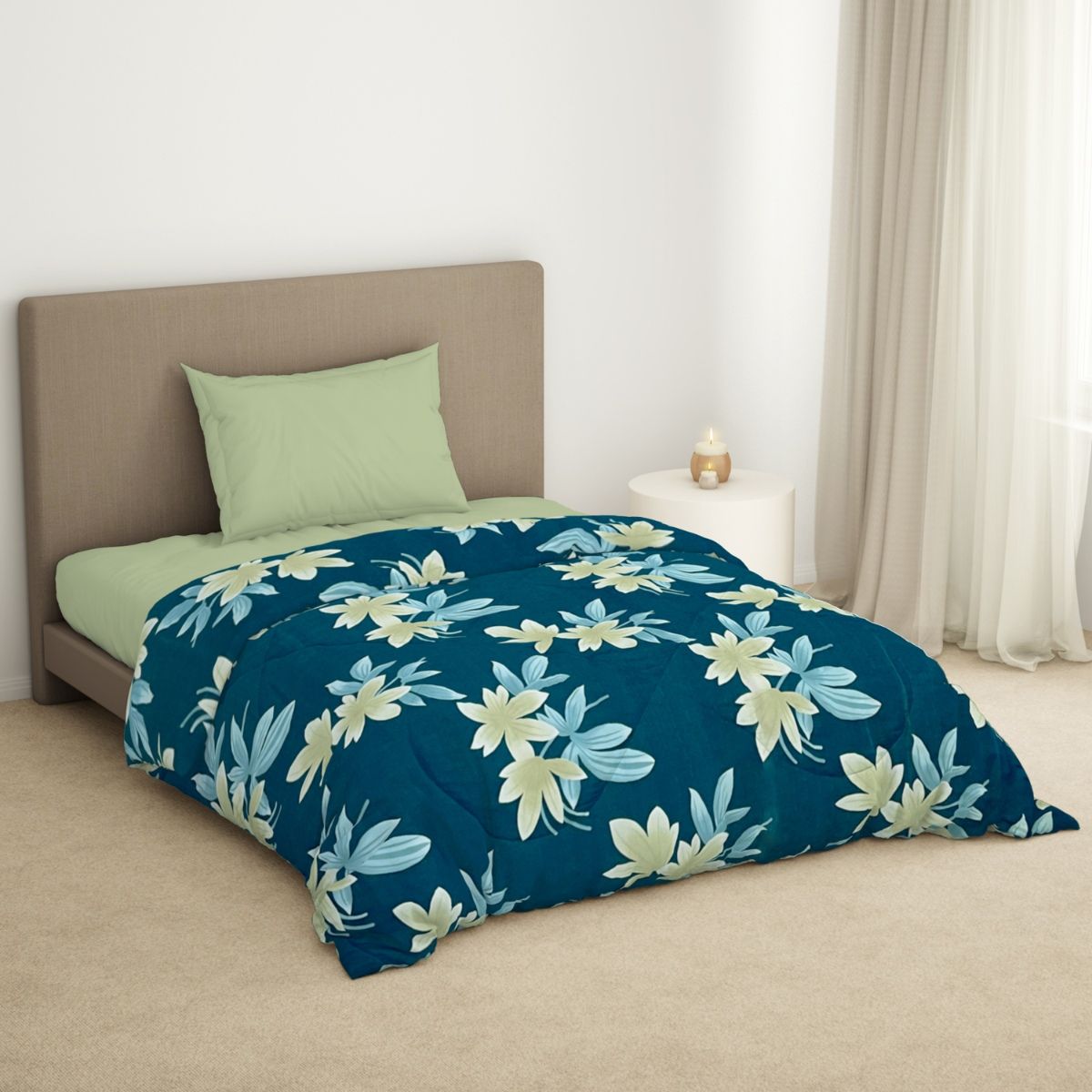 Buy Welspun Bliss Microfiber Shell Quilt Dark Blue Online