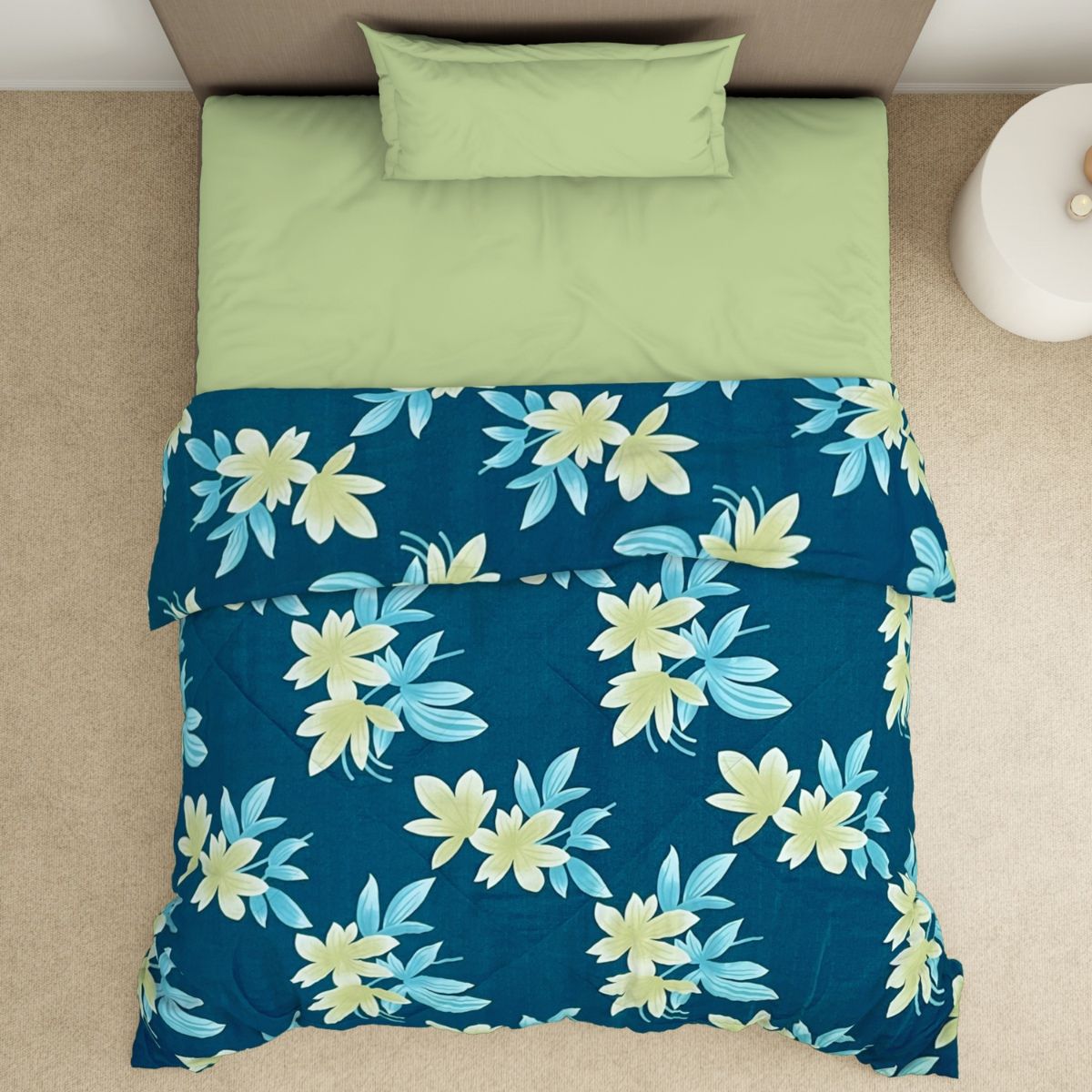 Buy Welspun Bliss Microfiber Shell Quilt Dark Blue Online