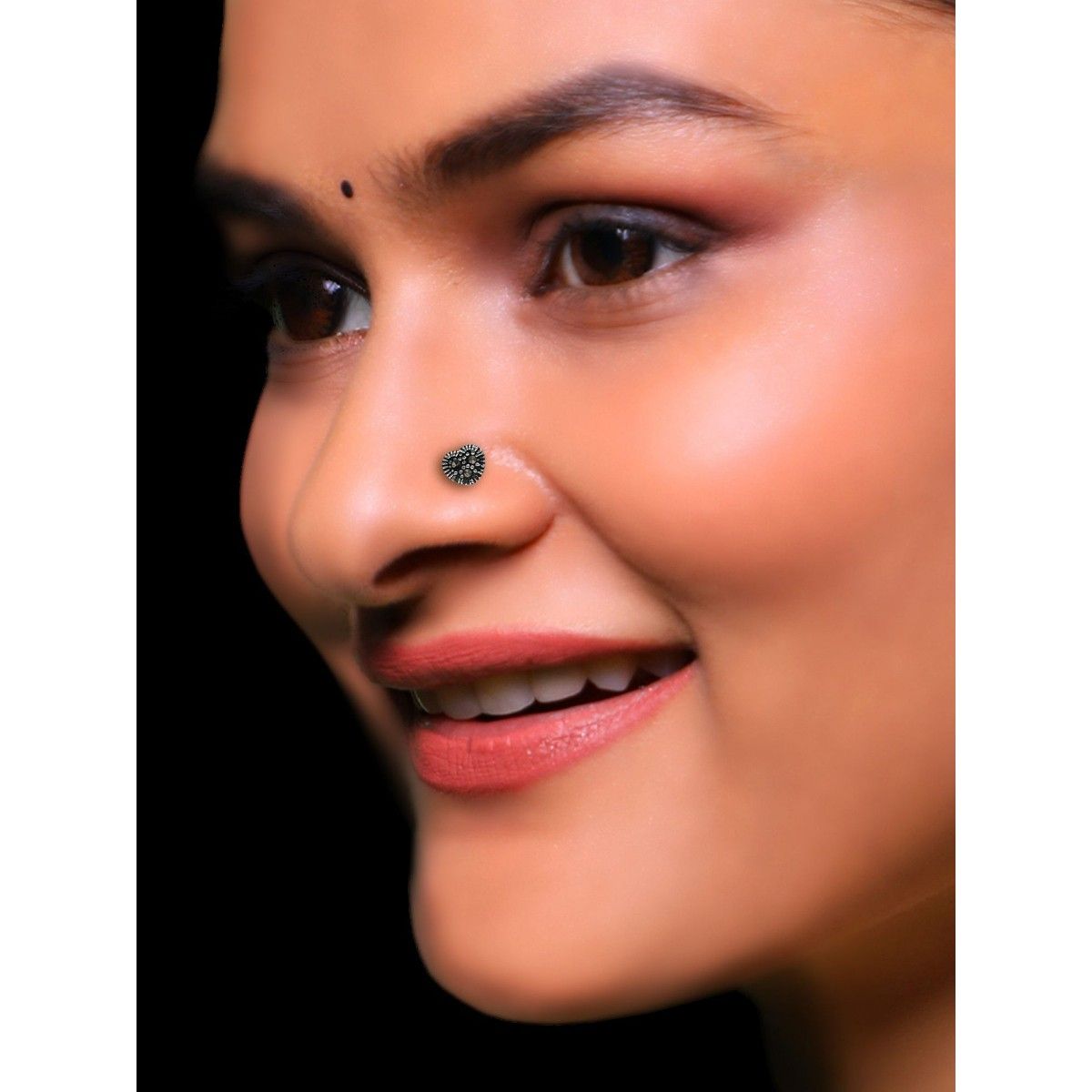 Giva Avni By Oxidised Silver Heart Nose Pin For Women One Size Buy