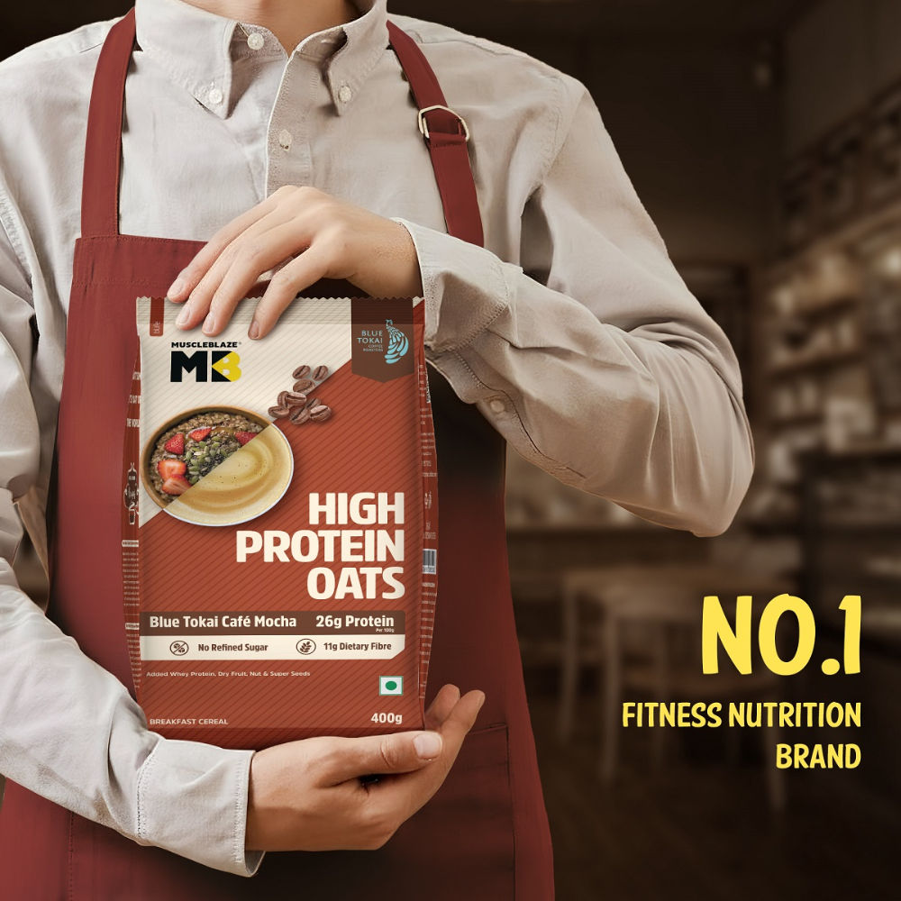 Buy MuscleBlaze High Protein Oats - Blue Tokai Cafe Mocha Online