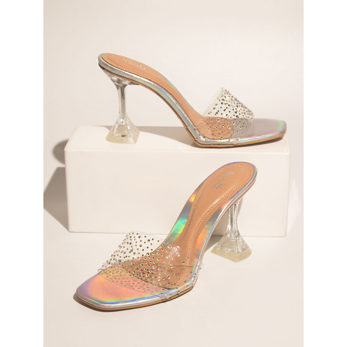 Buy Inc.5 Women Silver Party Spool Heels Online