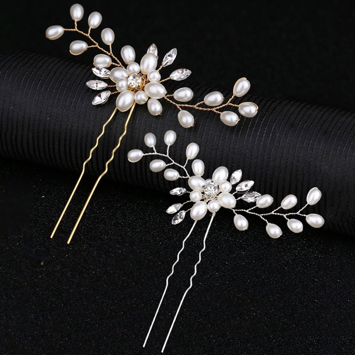 Buy Yellow Chimes Gold Silver Toned Floral Bride Hairpin Juda Pins Hair ...
