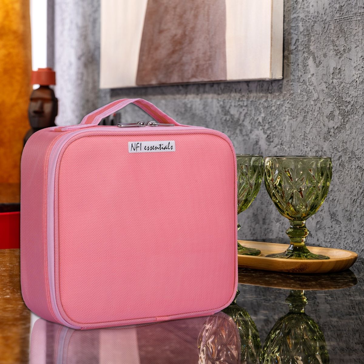 Buy NFI Essentials Pink PU Print Makeup Box (L) Online