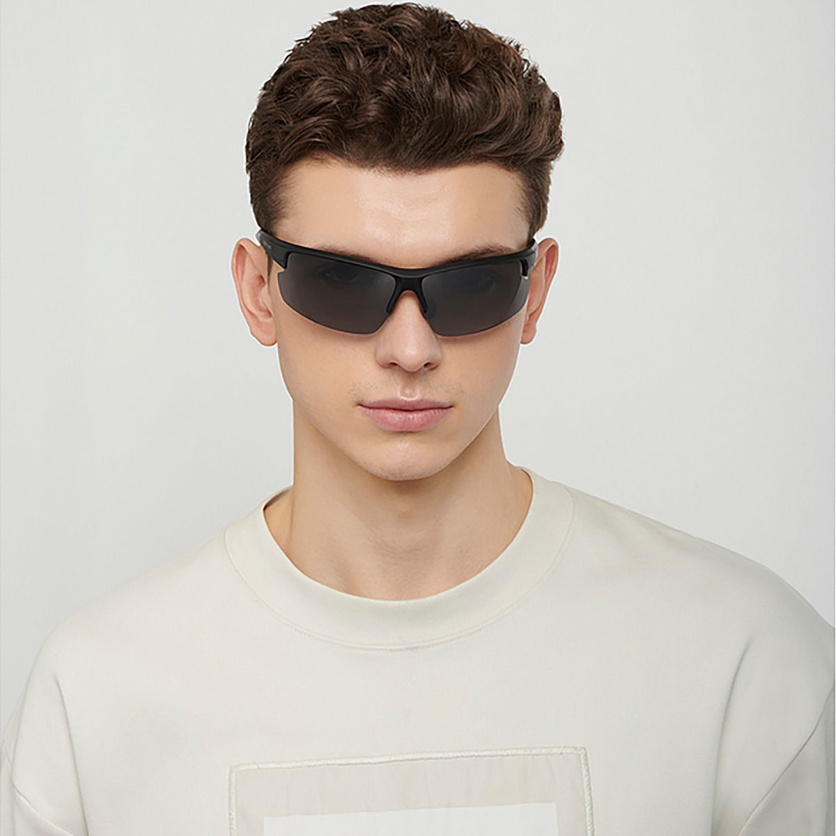 Buy Vincent Chase by Lenskart Black Grey Half Rim Rectangle Athleisure ...