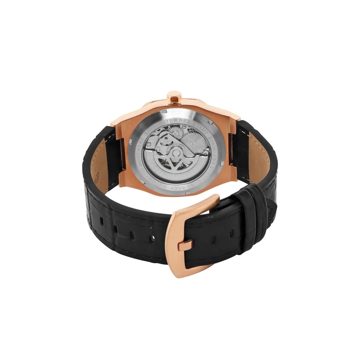 Buy French Connection Skeleton Black Round Dial Automatic Watch for Men ...