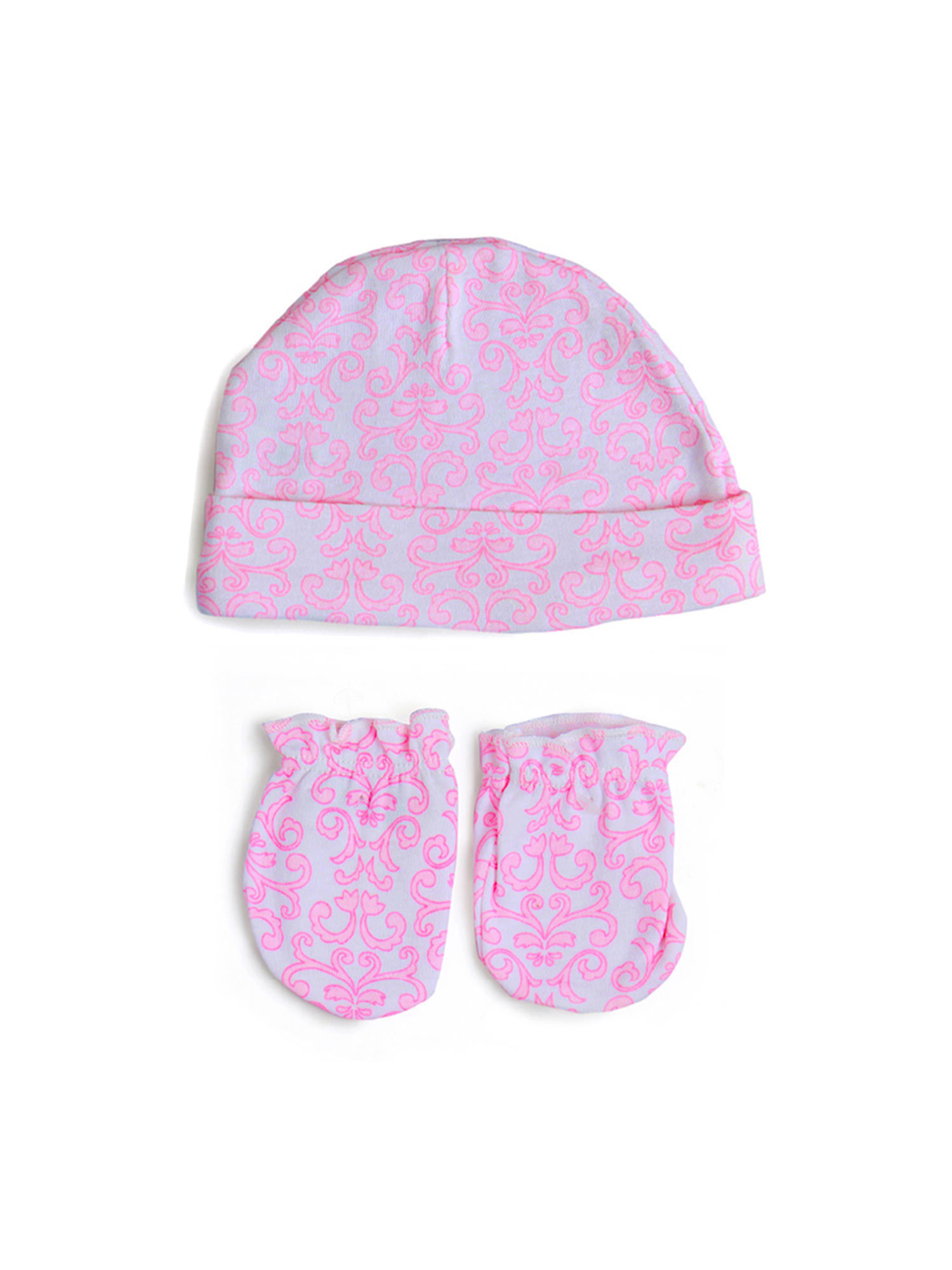 Buy Baby Moo Mummy's Princess Pink Set Of 2 Caps And 1 Mitten Online