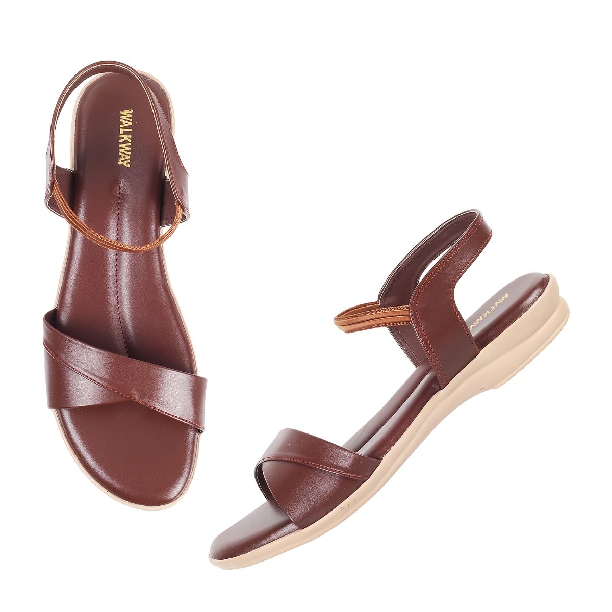 Buy Walkway Tan Solid/plain Sandals Online