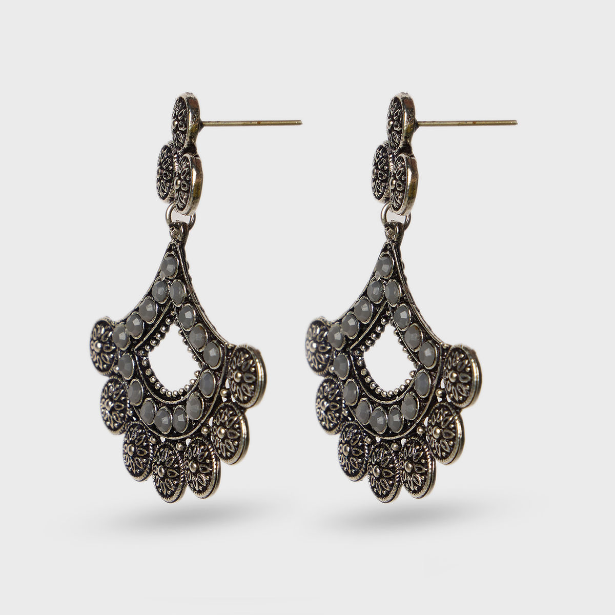 Azai by Nykaa Fashion Silver Triangular Oxidised Earrings: Buy Azai by ...