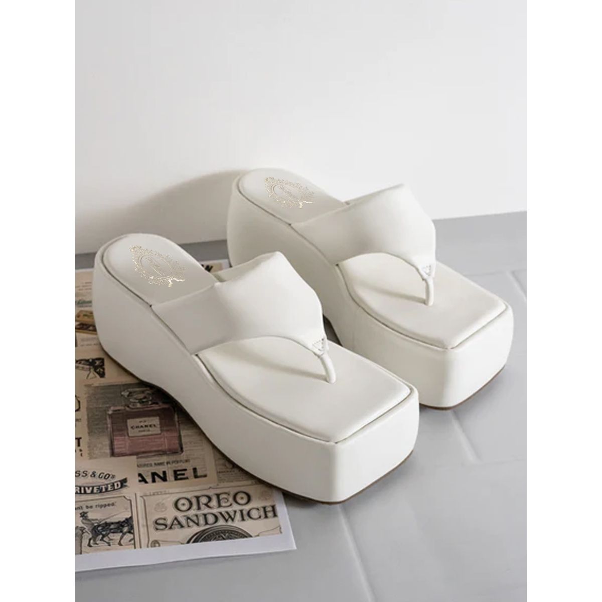 Buy Shoetopia Women Retro Style White Platform Wedges Online