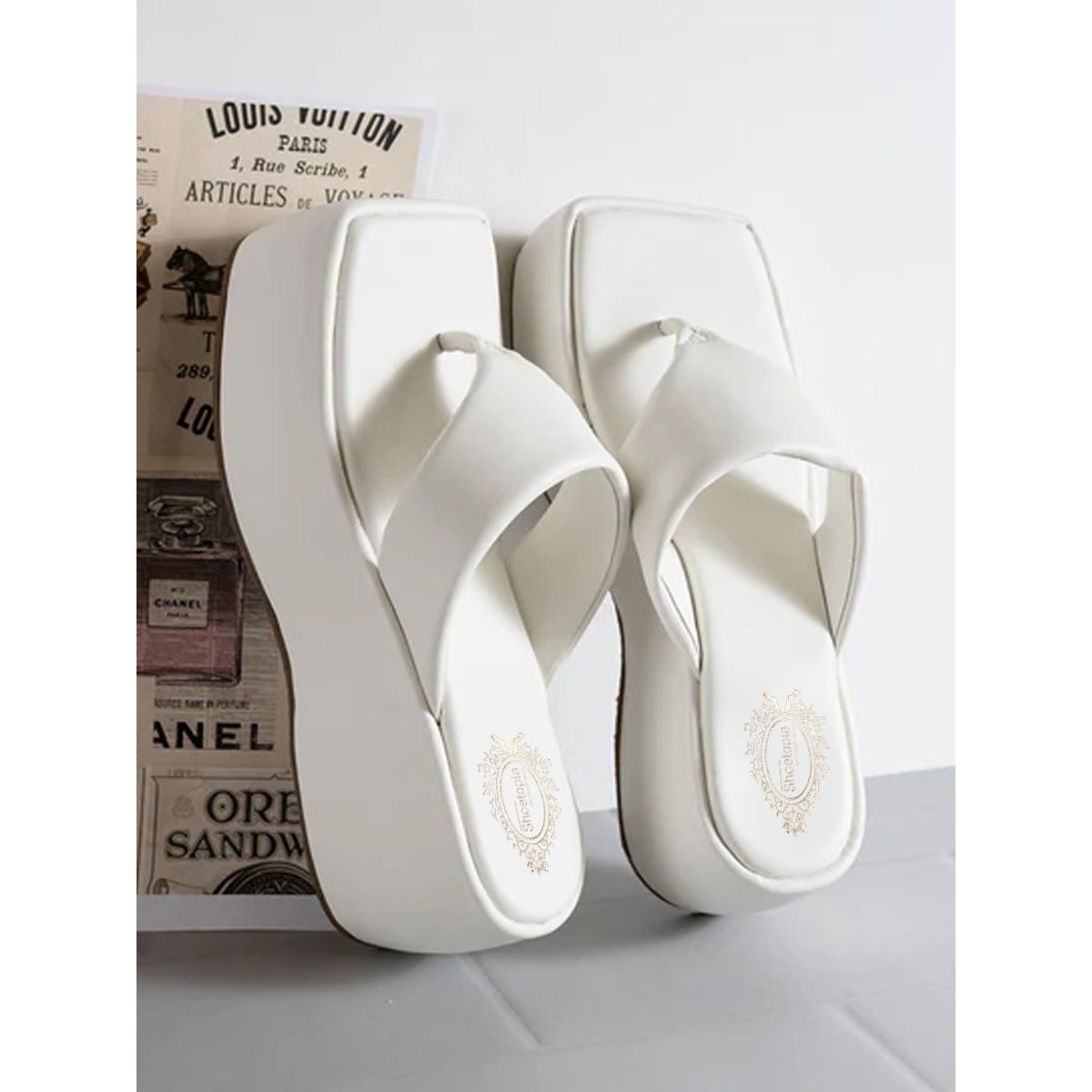 Buy Shoetopia Women Retro Style White Platform Wedges Online