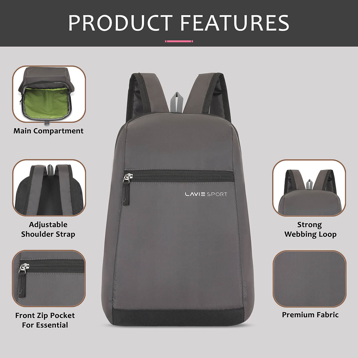 Buy Lavie Sport Sprinter Daypack 11L Unisex Casual Backpack - Woodland ...