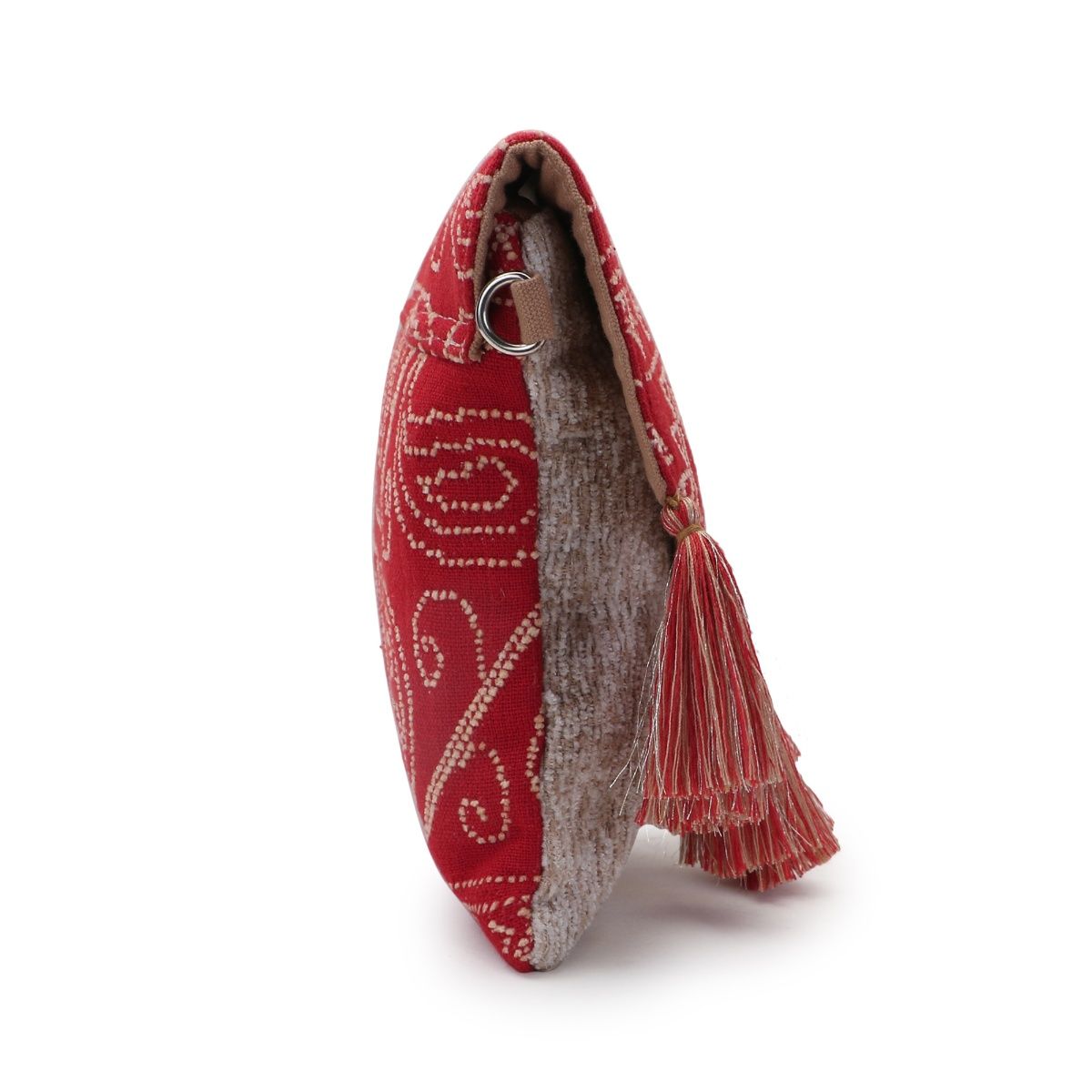 Buy Anekaant Tribal Natural & Red Cotton Shenel Ethnic Motifs Jacquard ...