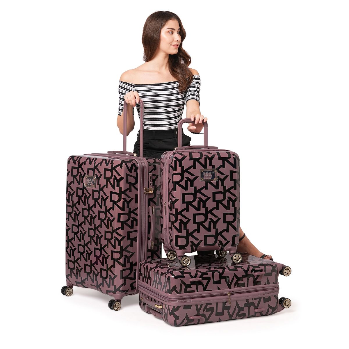 Buy DKNY Deco Signature Range French Pink Color Hard Cabin Luggage Online