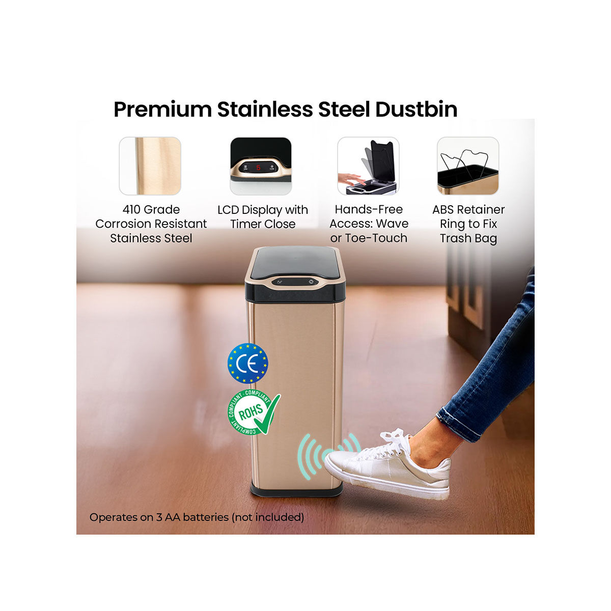 Buy Savya Home Automatic Dustbin 20L Gold Online