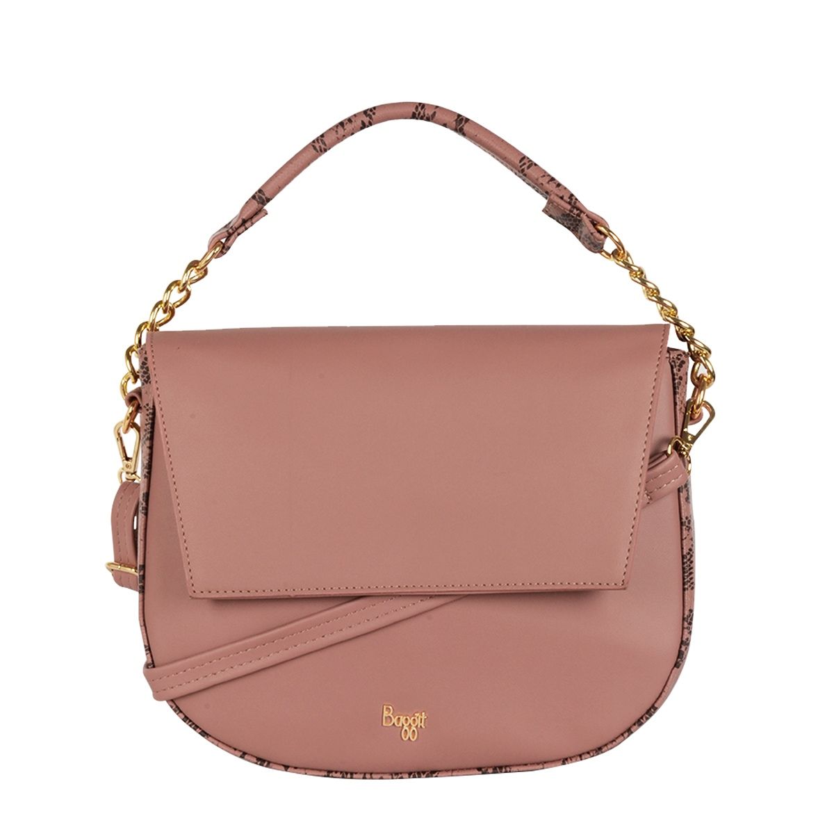 Buy Baggit Serpenti Pink Small Saddle Handbag Online