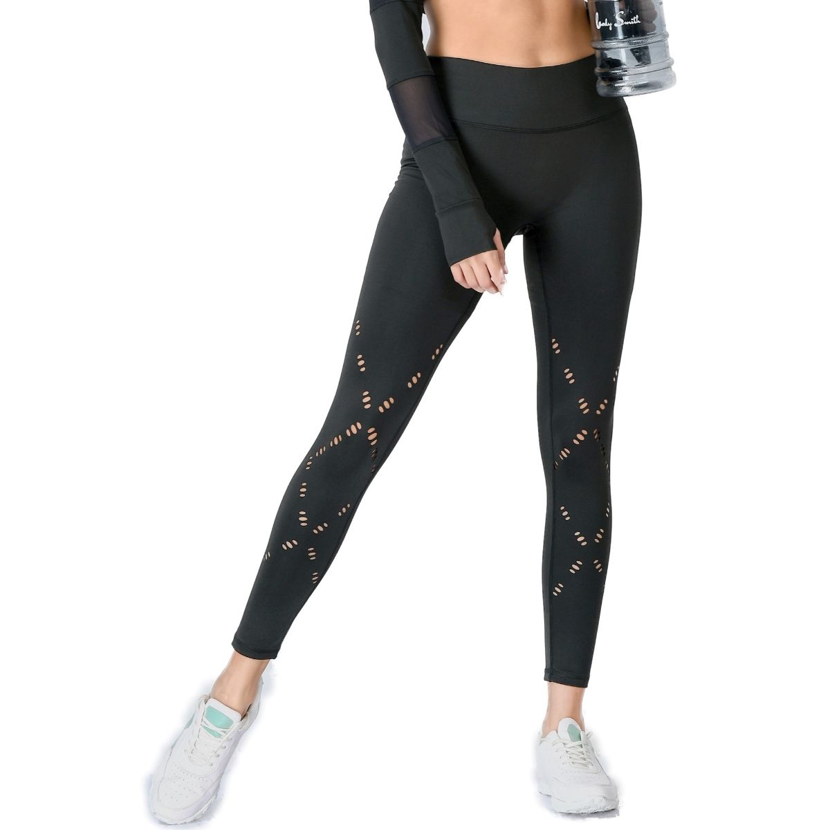 Buy Body Smith Active High Rise Laser Cut Tights - Carbon Black Online