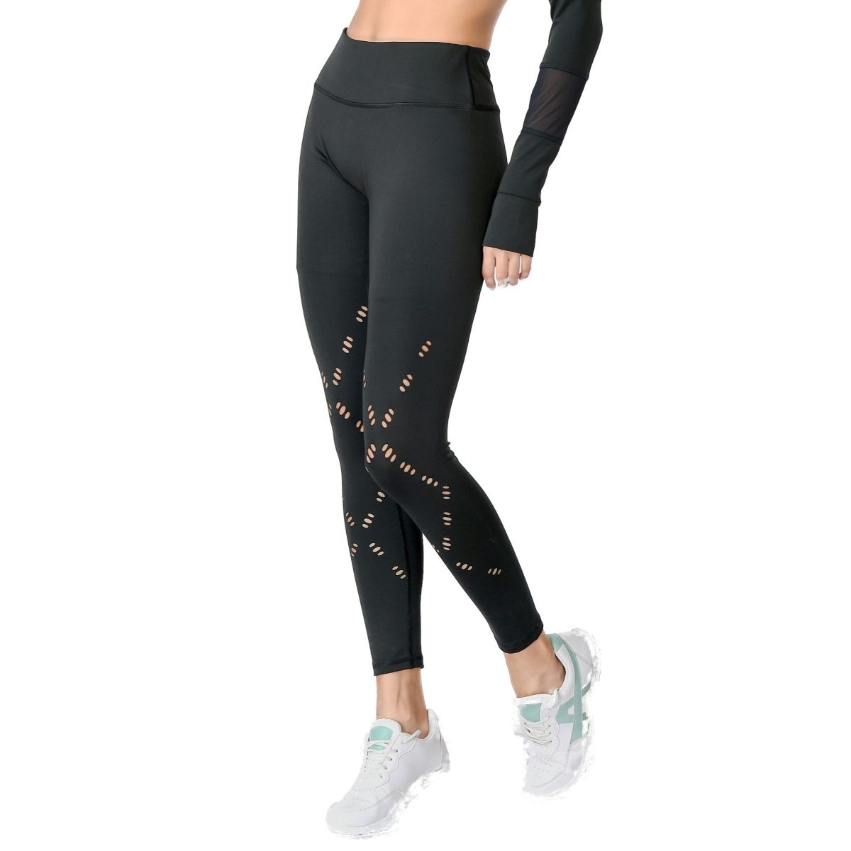 Buy Body Smith Active High Rise Laser Cut Tights - Carbon Black Online