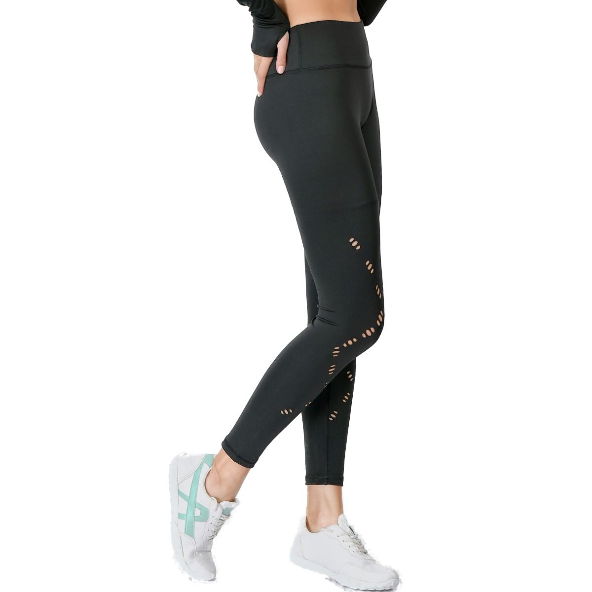 Buy Body Smith Active High Rise Laser Cut Tights - Carbon Black Online